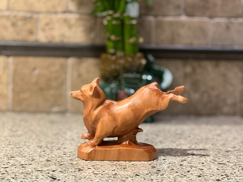 Corgi Satue or Sculpture. Carved From a Solid Block of Cherry. This ...