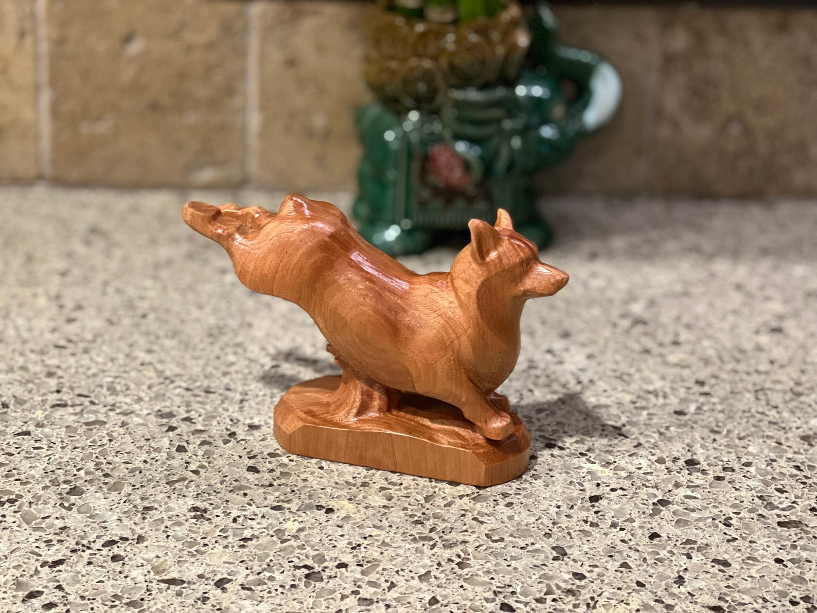 Corgi Satue or Sculpture. Carved From a Solid Block of Cherry. This ...