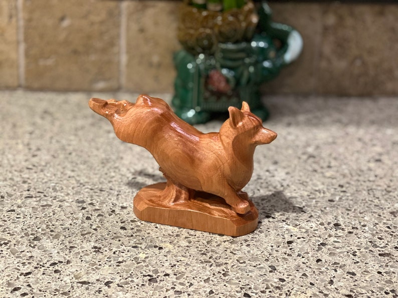 Corgi Satue or Sculpture. Carved From a Solid Block of Cherry. This ...