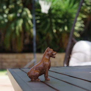 Carved Wooden Pitbull Sculpture | Memorial Pet Figurine | Customizable ...