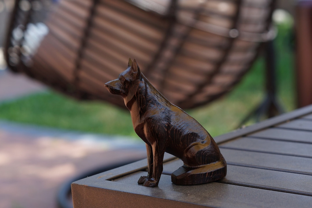 German Shepherd Carving in African Wenge Wood - Etsy