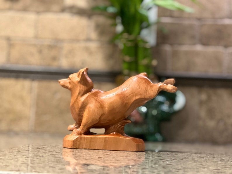 Corgi Satue or Sculpture. Carved From a Solid Block of Cherry. This ...