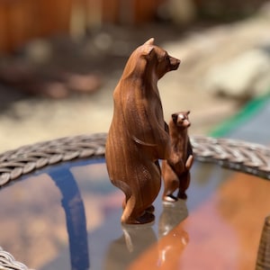 Wooden Bear Statue. Carved From a Solid Block of Walnut. Standing Pose ...
