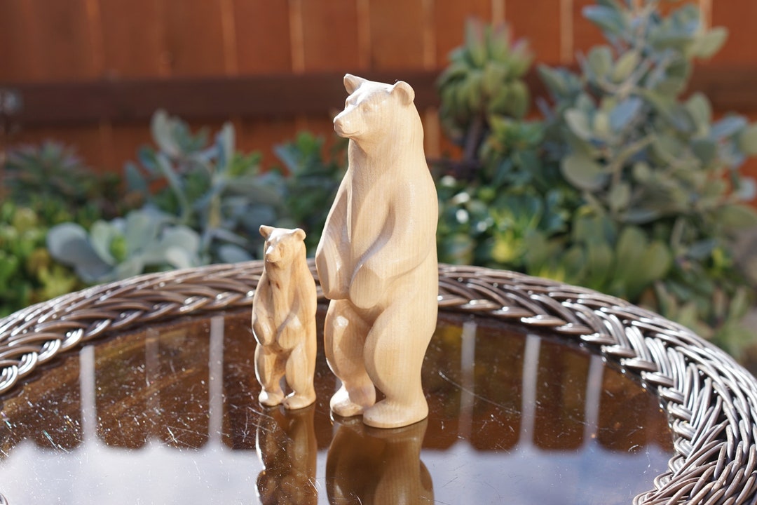 Wooden Bear Statue. Carved From a Solid Block of Hard Maple. Standing ...
