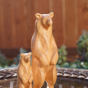 Wooden Bear Statue. Carved From a Solid Block of Cherry. Standing Pose ...