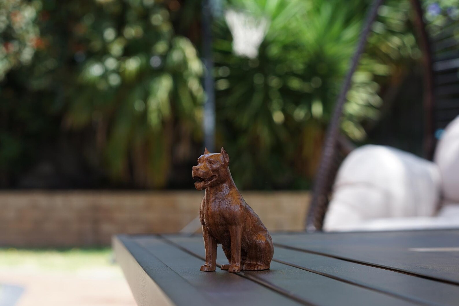 Carved Wooden Pitbull Sculpture | Memorial Pet Figurine | Customizable ...