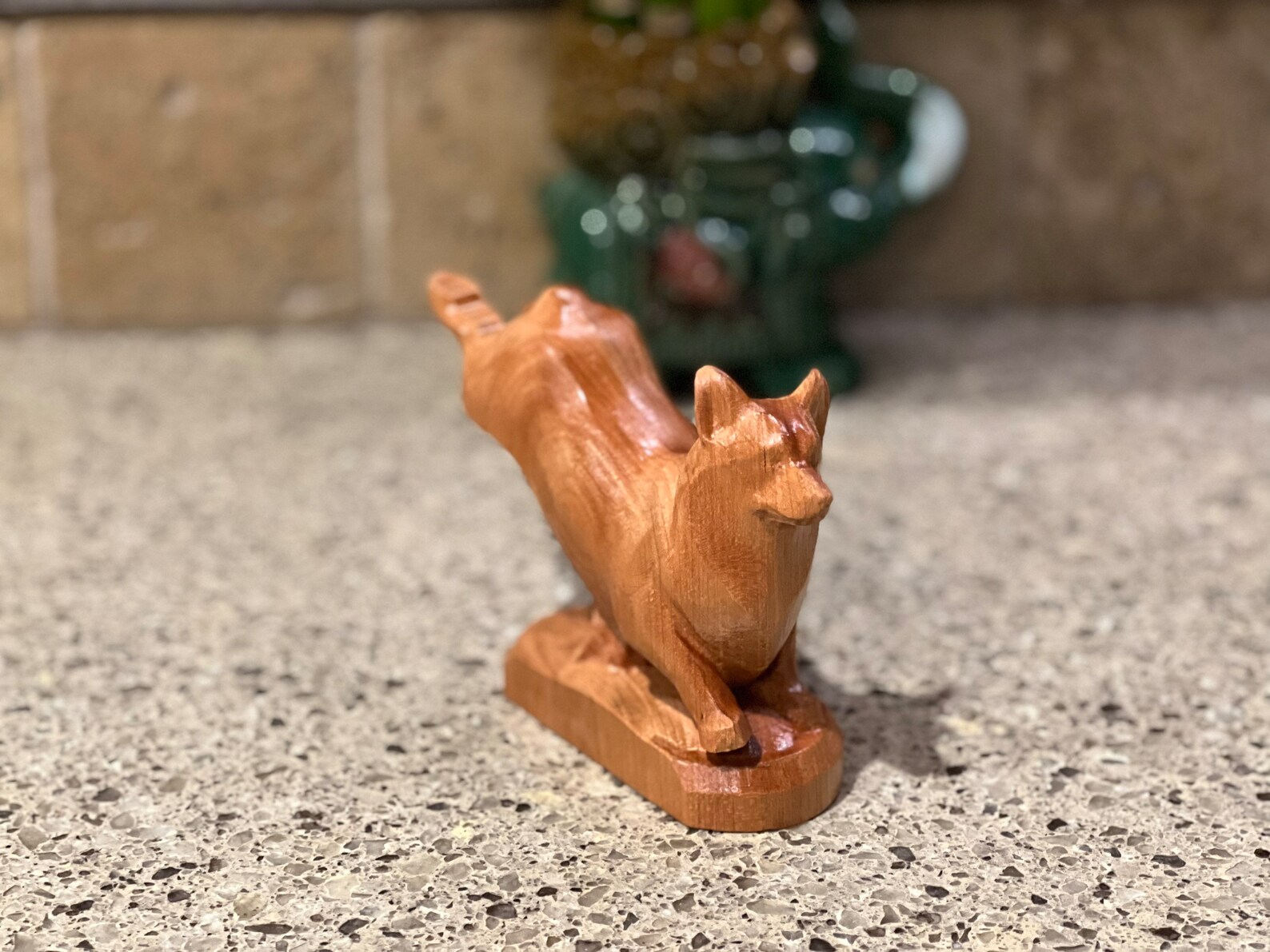 Corgi Satue or Sculpture. Carved From a Solid Block of Cherry. This ...