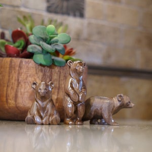 Baby Bear Family. Statue or Figurine. Carved From a Solid Block of ...