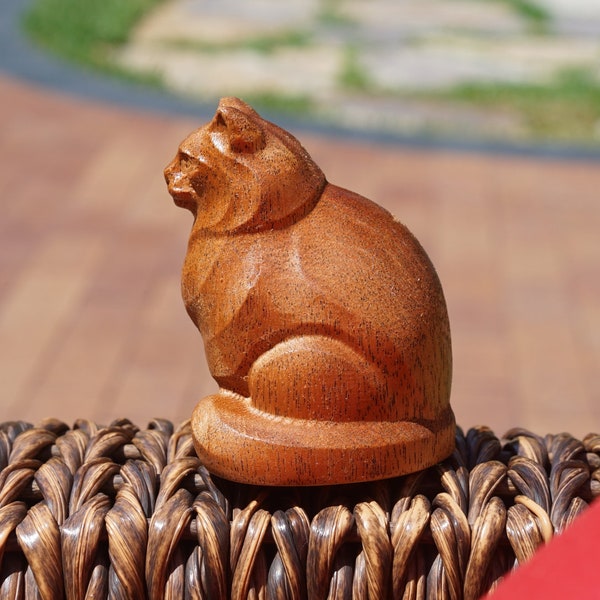 Wooden Cat Figurine - Etsy