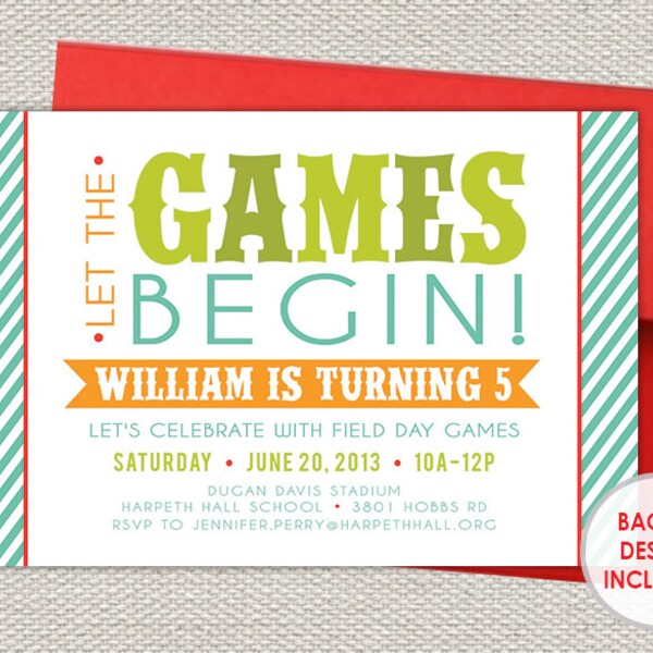 Field Day Birthday Party Invitations - Etsy