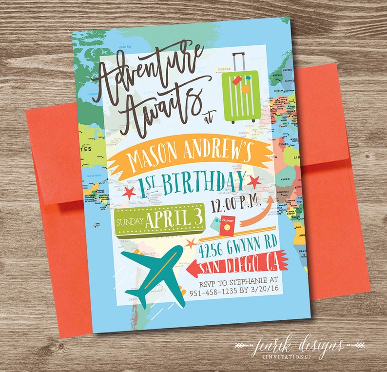 Invitación de fiesta de cumpleaños de viaje de aventura . | Etsy