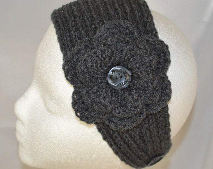 Charcoal Knit Ear Warmer/knit Headband/head Wrap - Etsy