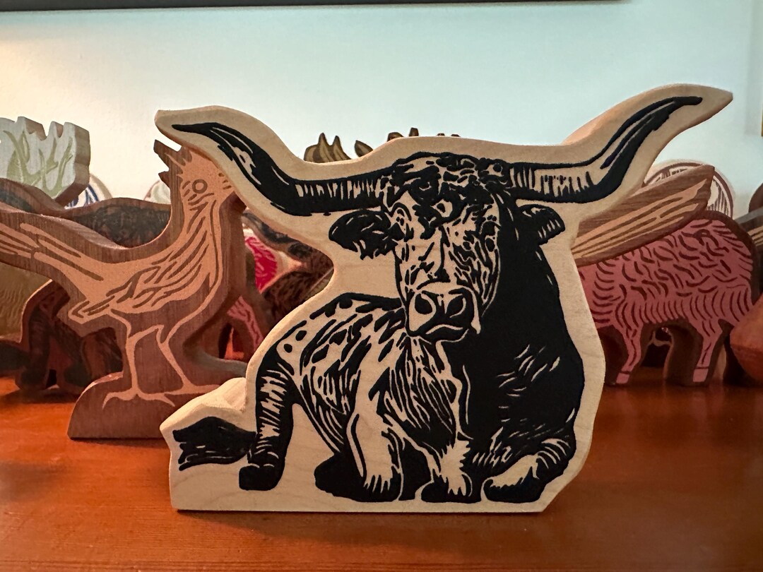 Longhorn Wood Figurine - Etsy