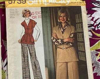 Vintage 1970's Simplicity 9680 Sewing Pattern Size 16 Bust 38 - Etsy