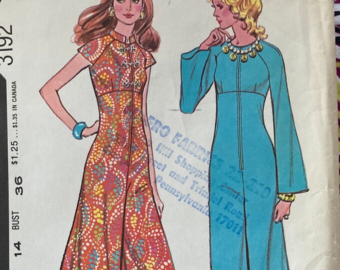 Vintage 1970's Mccall's 3192 Sewing Pattern Size 12 Bust 34 - Etsy