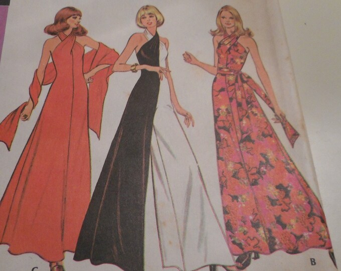 Vintage 1970's Mccall's 3419 Jumpsuit or Dress and Stole Sewing Pattern ...