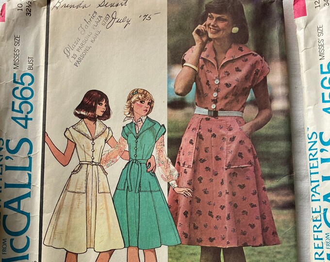 Vintage 1970's Mccall's 4565 Sewing Pattern Size 10 Bust 32.5 or Size ...