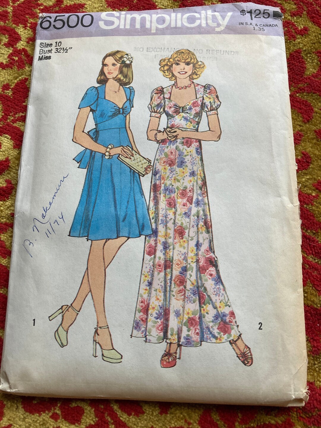 Vintage 1970's Simplicity 6500 Sewing Patterns Size 10 Bust 32.5 - Etsy