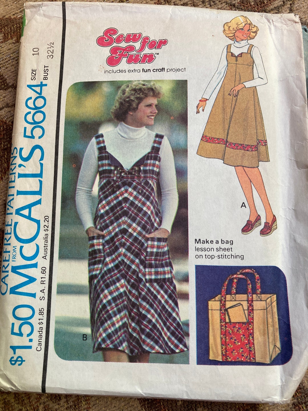 Vintage 1970's Mccall's 5664 Sewing Pattern Size 10 Bust 32.5 or Size ...