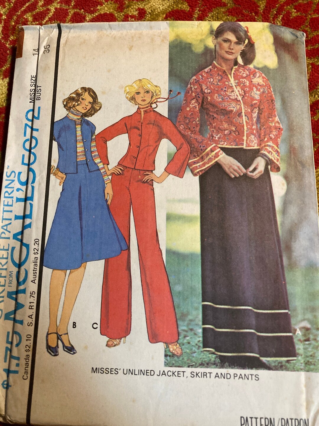 Vintage 1970's Mccall's 5672 Sewing Pattern Size 14 Bust 36 FF - Etsy