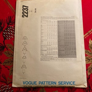 Vintage 1970's Vogue 2237 Basic Design Sewing Pattern Size 10 Bust 32.5 ...