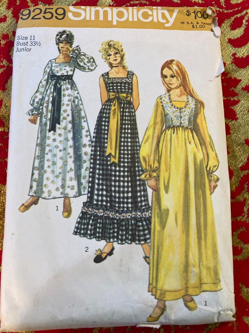 Vintage 1970s Simplicity 9259 Sewing Pattern Size 11 Bust 33.5 - Etsy