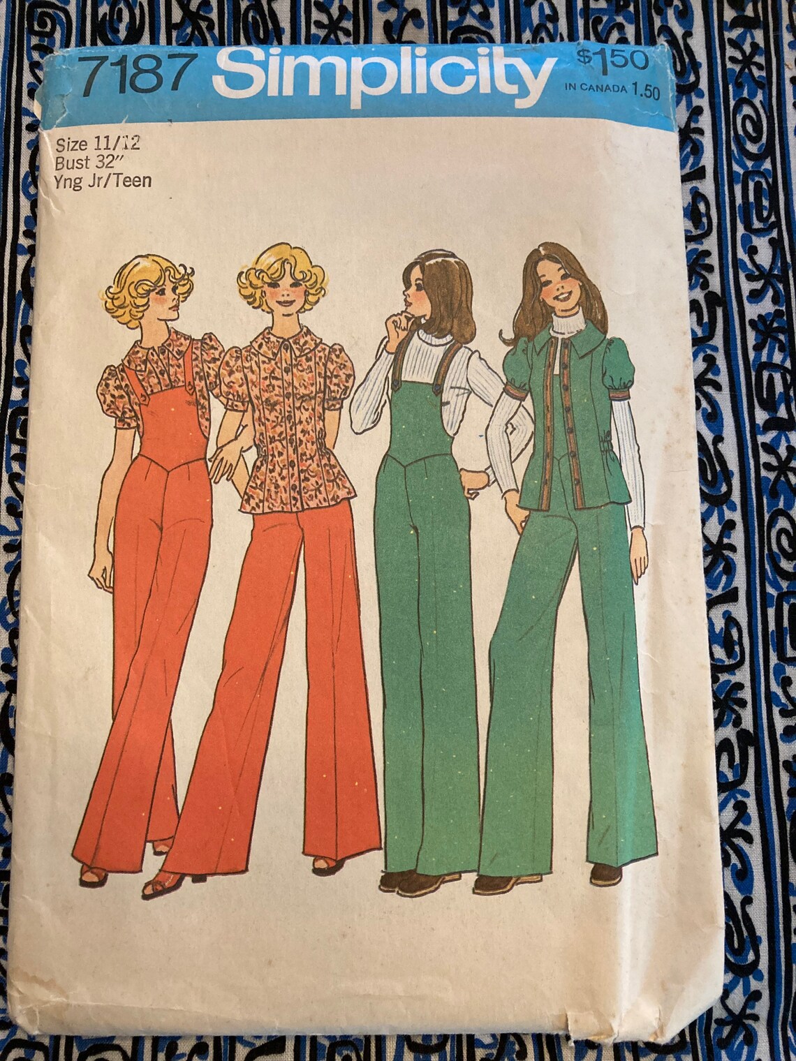 Vintage 1970's Simplicity 7187 Overalls and Top Sewing | Etsy
