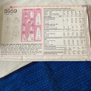 Vintage 1970's Simplicity 5959 Wrap-dress and Pants Sewing Pattern Size ...
