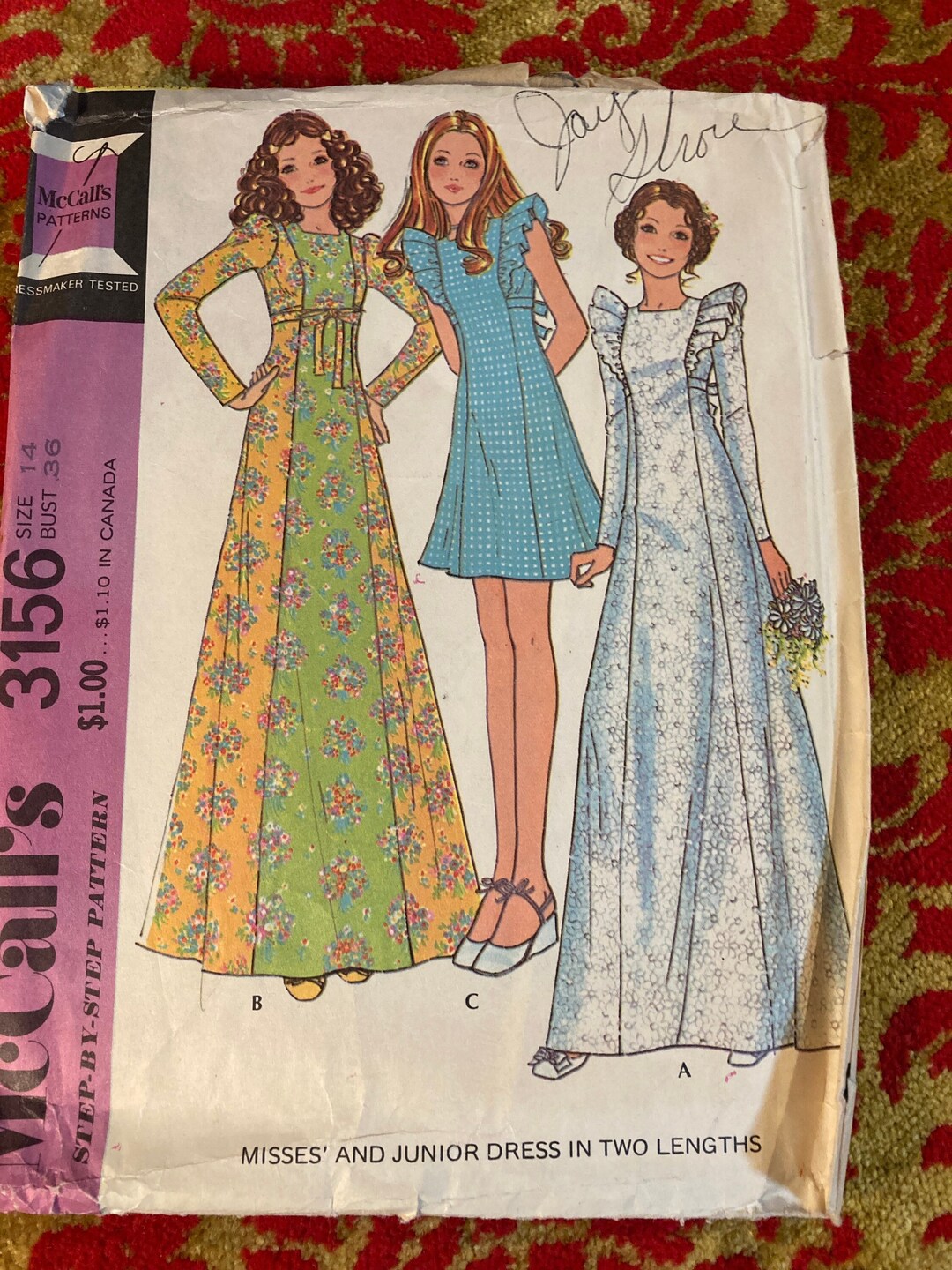 Vintage 1970s Mccalls 3156 Sewing Patterns Size 14 Bust 36 - Etsy