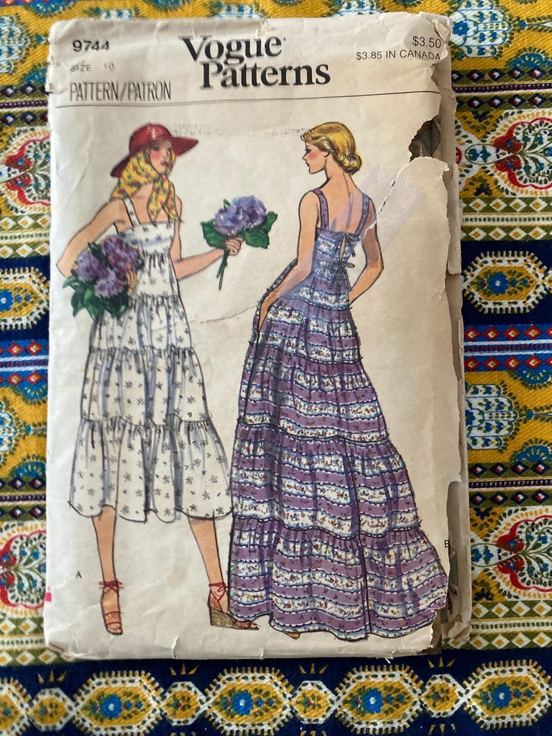RARE 'vintage 1970 Vogue 9744 Sewing Pattern Size 10 Bust 32.5 - Etsy