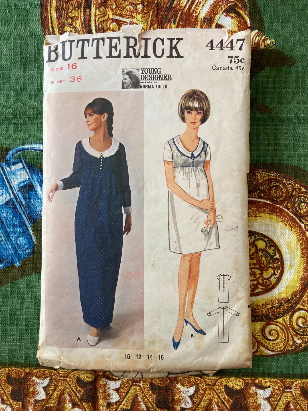 RARE Vintage 1960's Butterick 4447 Sewing Pattern Size 16 Bust 36 - Etsy