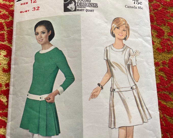 Vintage 1960's Butterick 4578 Mary Quant Dress Sewing Pattern, Size 12 ...