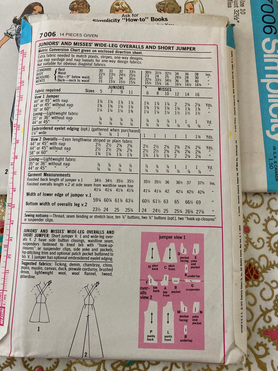 Vintage 1970s Simplicity 7006 Sewing Pattern Size 12 Bust 34 or Size 14 ...
