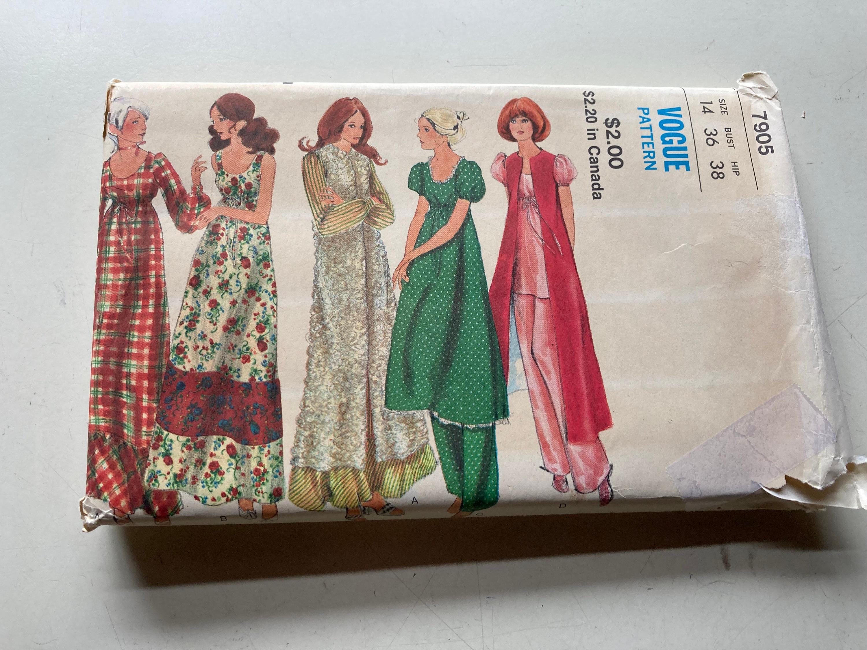 RARE Vintage 1970's Vogue 7905 Sewing Pattern Size 14 Bust 36 or Size ...