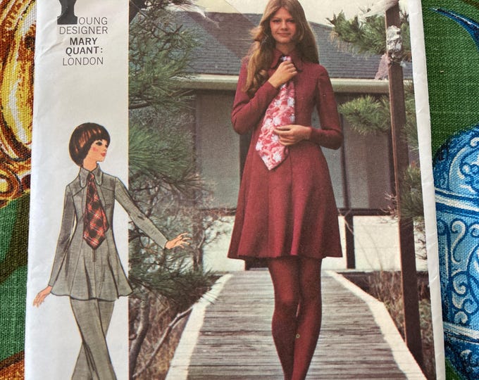 Vintage 1970's Butterick 5912 Designer Mary Quant Dress and Neck Scarf ...