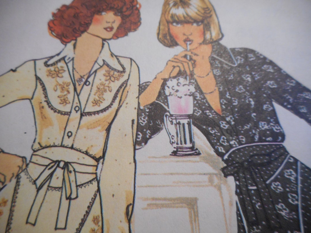 RARE Vintage 1970's Simplicity 7311 Shirt and Back-wrap Skirt Sewing ...