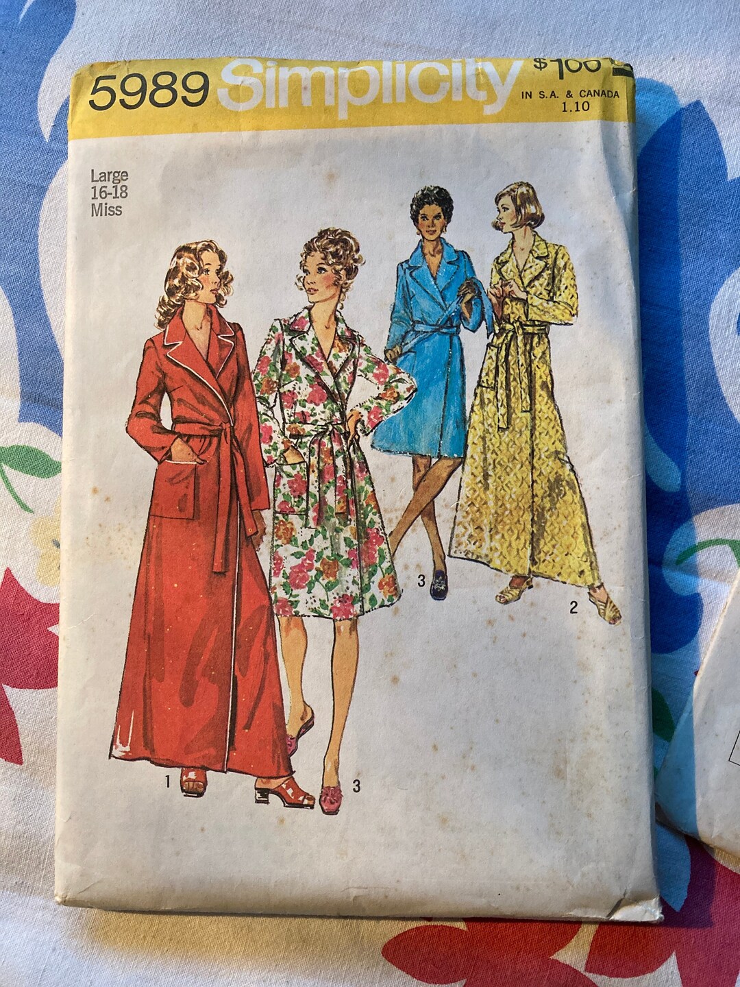 Vintage 1970s Simplicity 5989 Sewing Pattern Size Large 16-18 Bust 38 ...