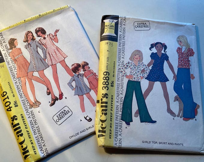 Vintage 1970s Butterick 5382 Girls Sewing Pattern Size 12 Breast 30 FF ...