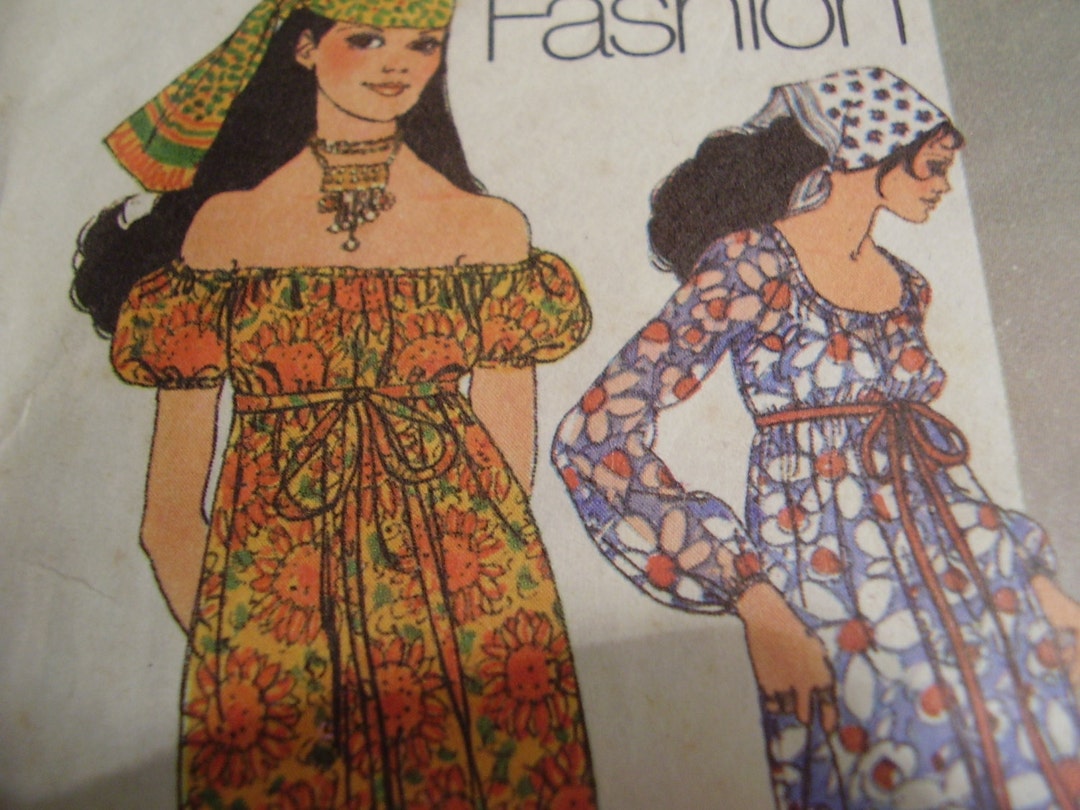 Vintage 1970's Simplicity 9354 Boho Dress Sewing Pattern Size 14 Bust ...