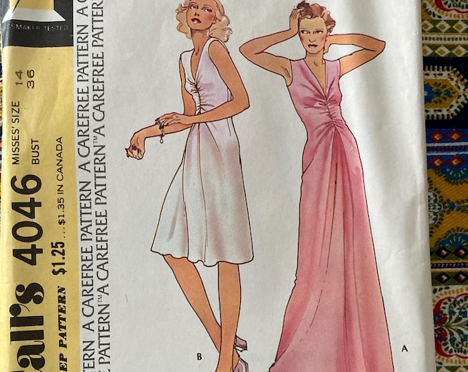 Vintage 1970's Mccall's 4046 HALSTON Sewing Pattern Size 14 Bust 36 FF ...