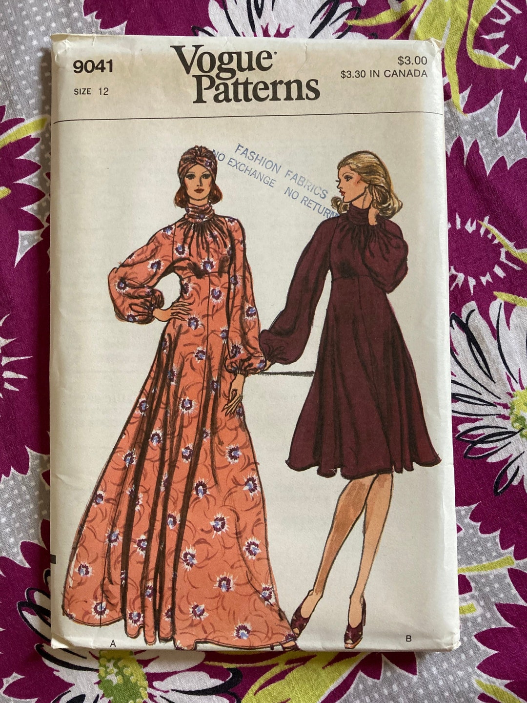 RARE Vintage 1970's Butterick 9041 Sewing Pattern Size 12 Bust 34 or ...