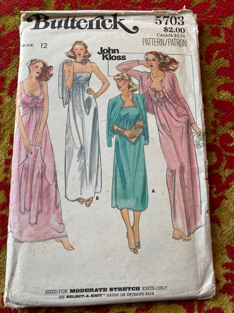 Vintage 1970s Butterick 5703 John Kloss Sewing Pattern Size 12 - Etsy