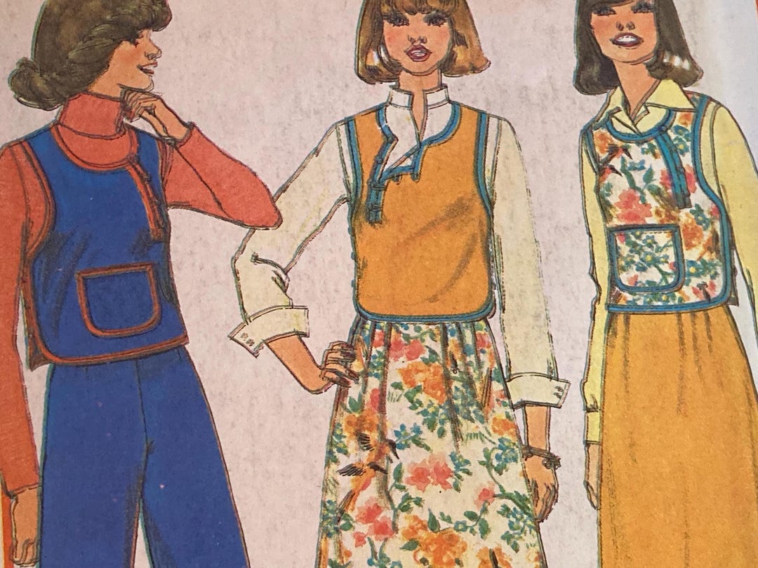 Vintage 1970's Simplicity 7670 Sewing Pattern Size 10 & 12 Bust 32.5 ...