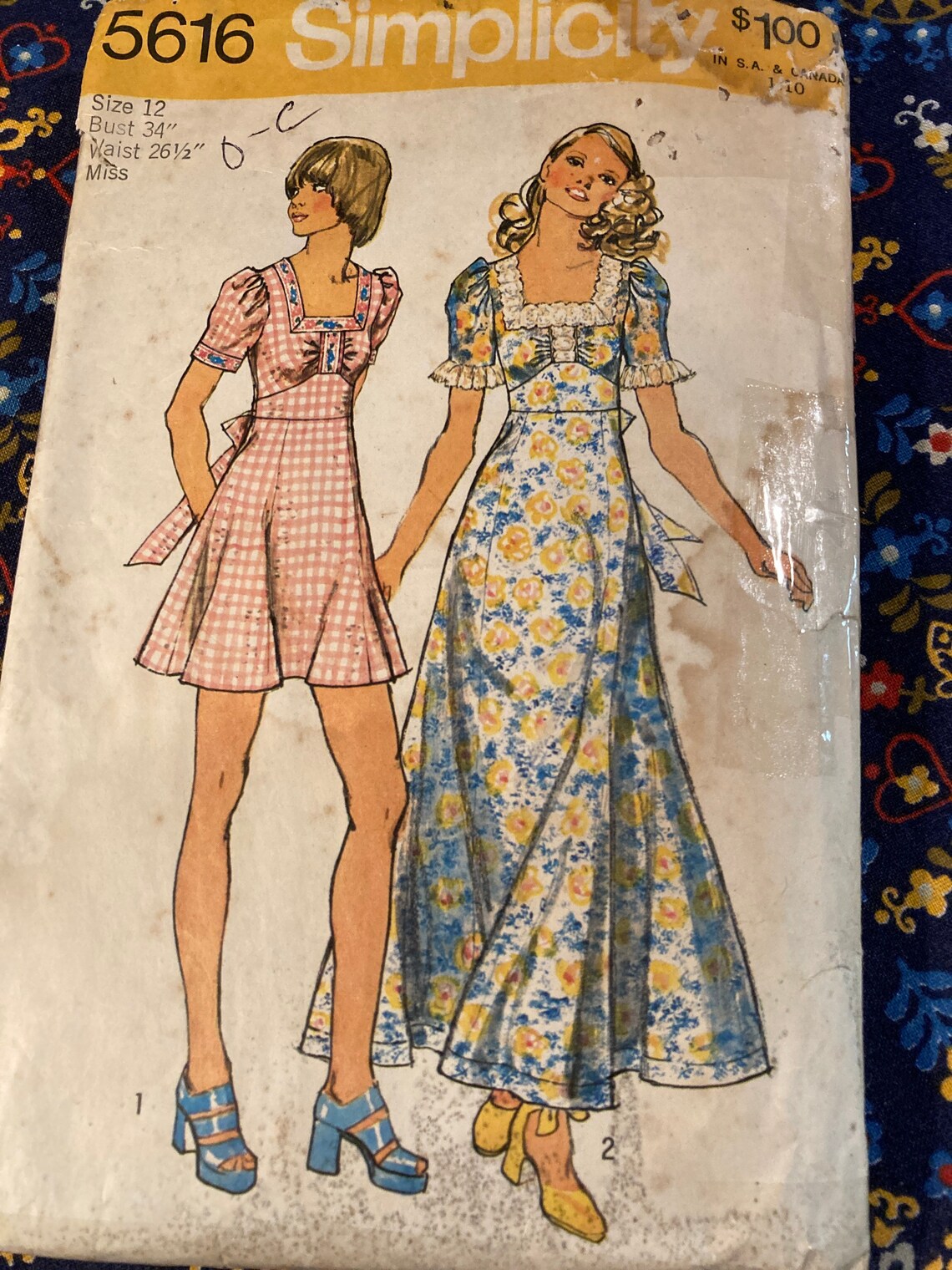 Vintage 1970 Simplicity 5616 Sewing Pattern Size 12 Bust 34 - Etsy