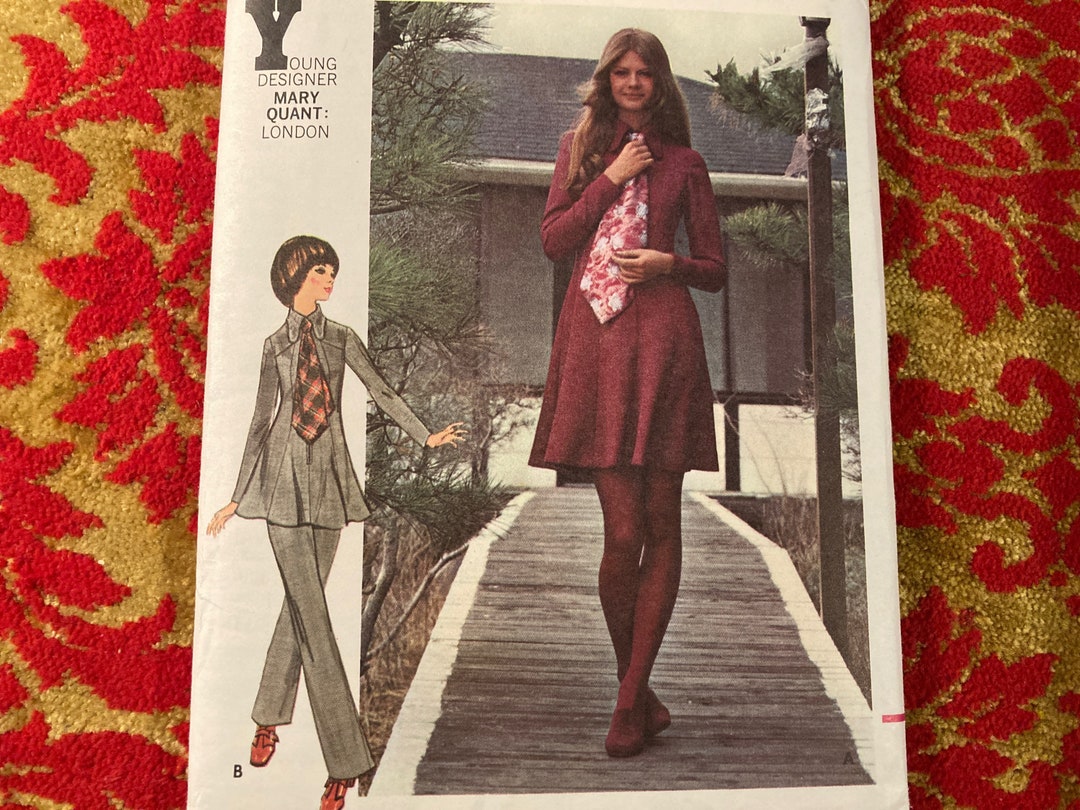 Vintage 1970's Butterick 5912 Designer Mary Quant Dress and Neck Scarf ...