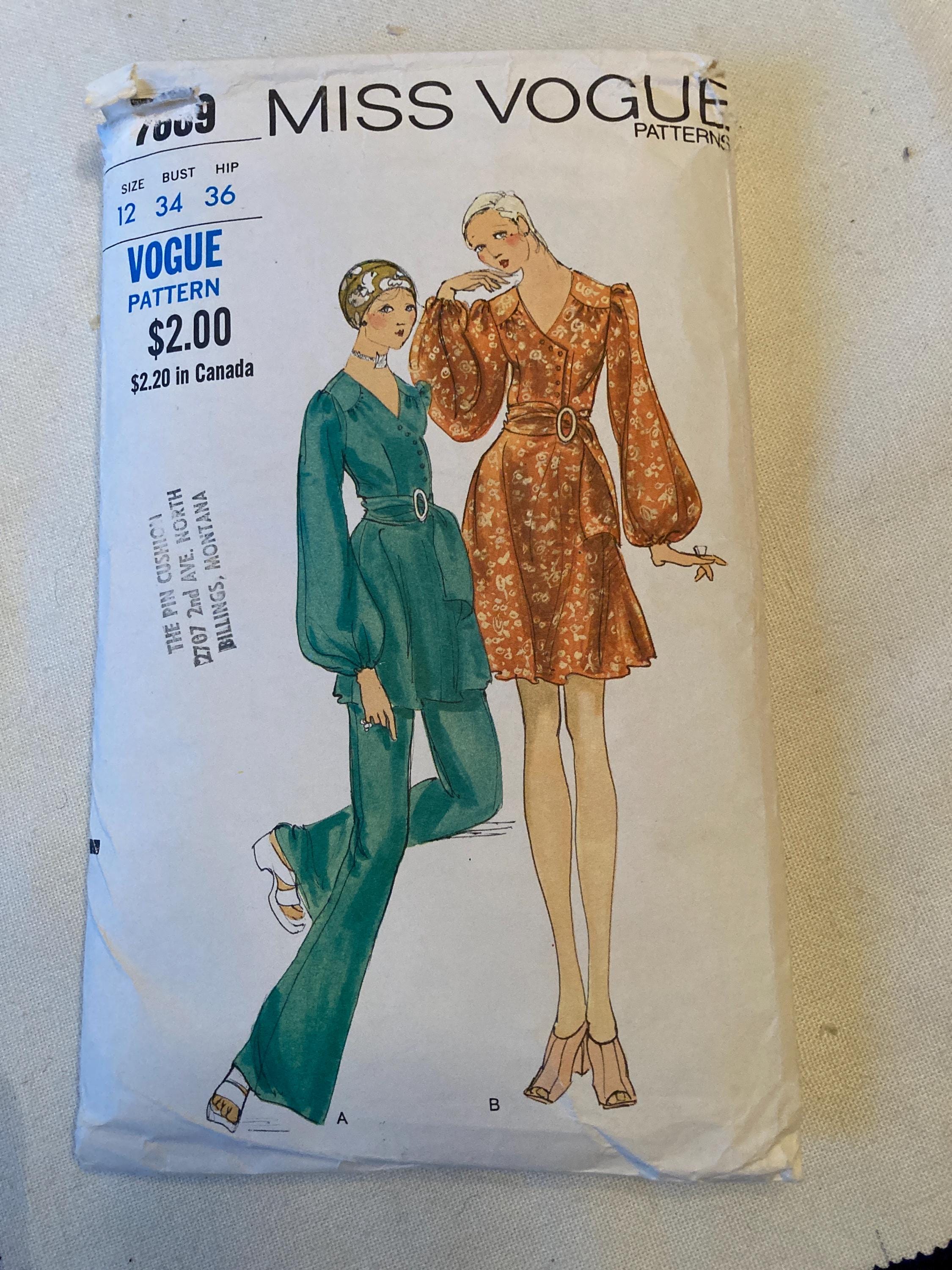 Vintage 1970s MISS VOGUE 7869 Sewing Pattern Size 12 Bust 34 - Etsy