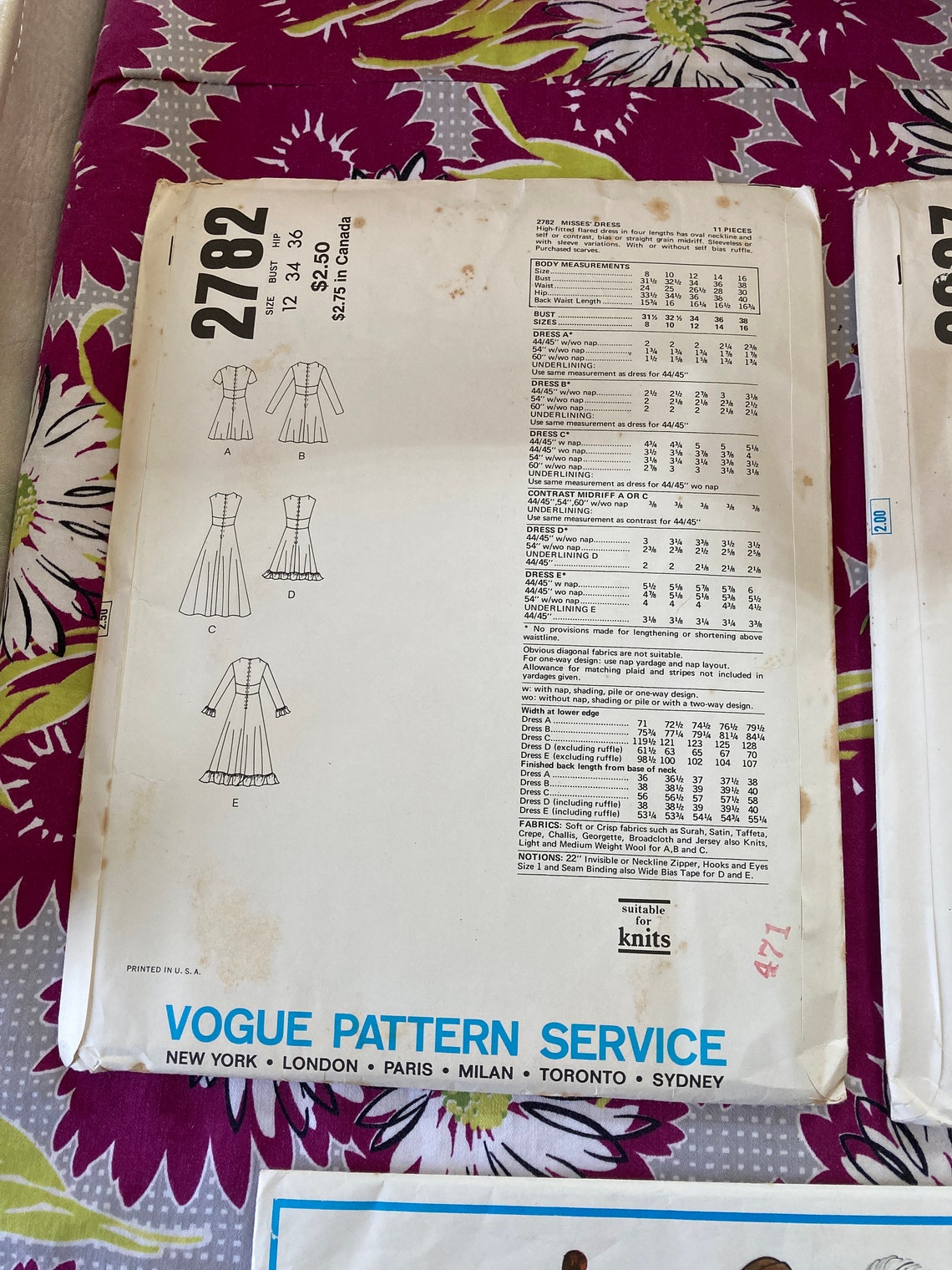 Vintage 1970's Vogue's Basic Design 2367 or 2297 Sewing Pattern U ...