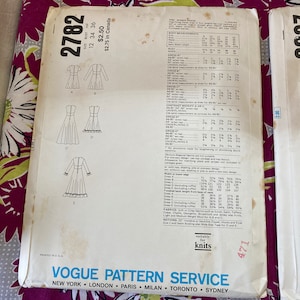 Vintage 1970's Vogue's Basic Design 2367, 2782 or 2297 Sewing Pattern U ...