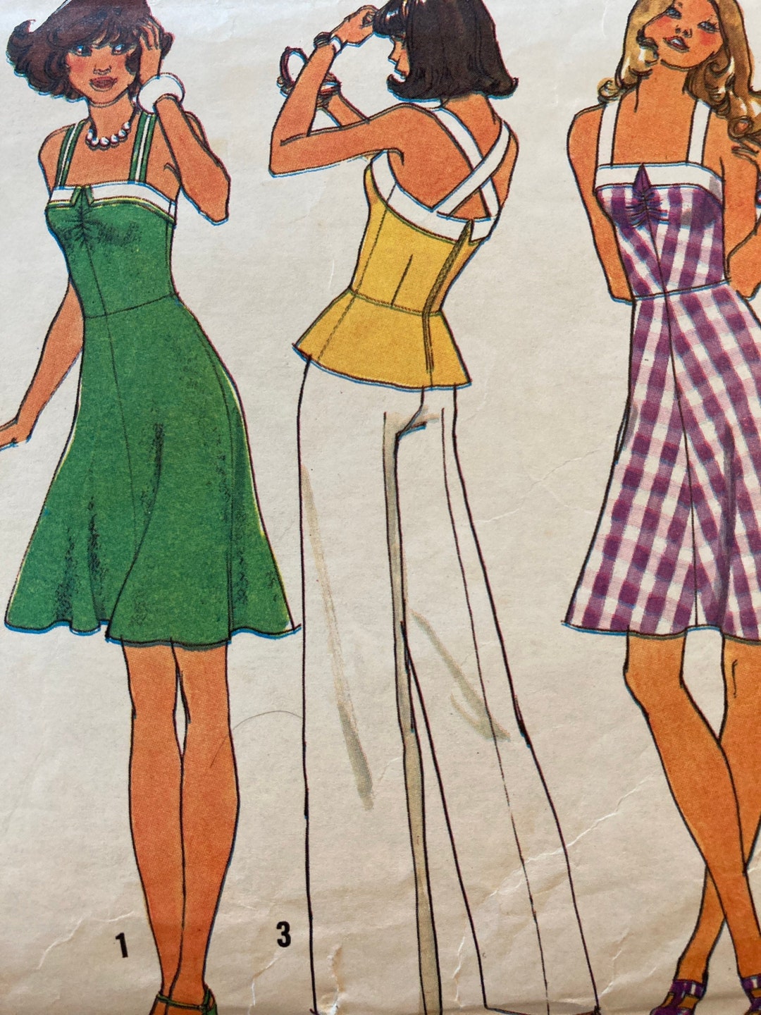 Vintage 1970 Simplicity 6979 Dress or Top Sewing Pattern Size 12 Bust ...
