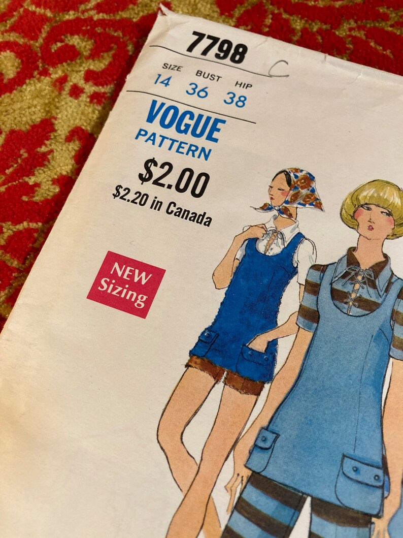RARE Vintage 1970's Vogue 7798 Tunic, Blouse and Pants or Shorts Sewing ...